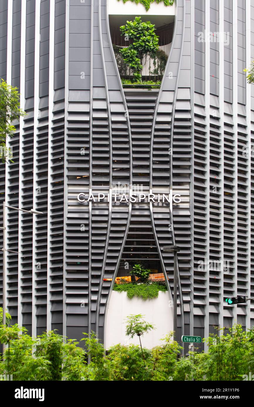 Vertical view architecture design of CapitaSpring and the surrounding ...