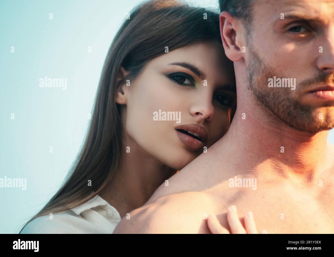 Young Lovers Hugging And Embracing Couple In Love Tenderness And