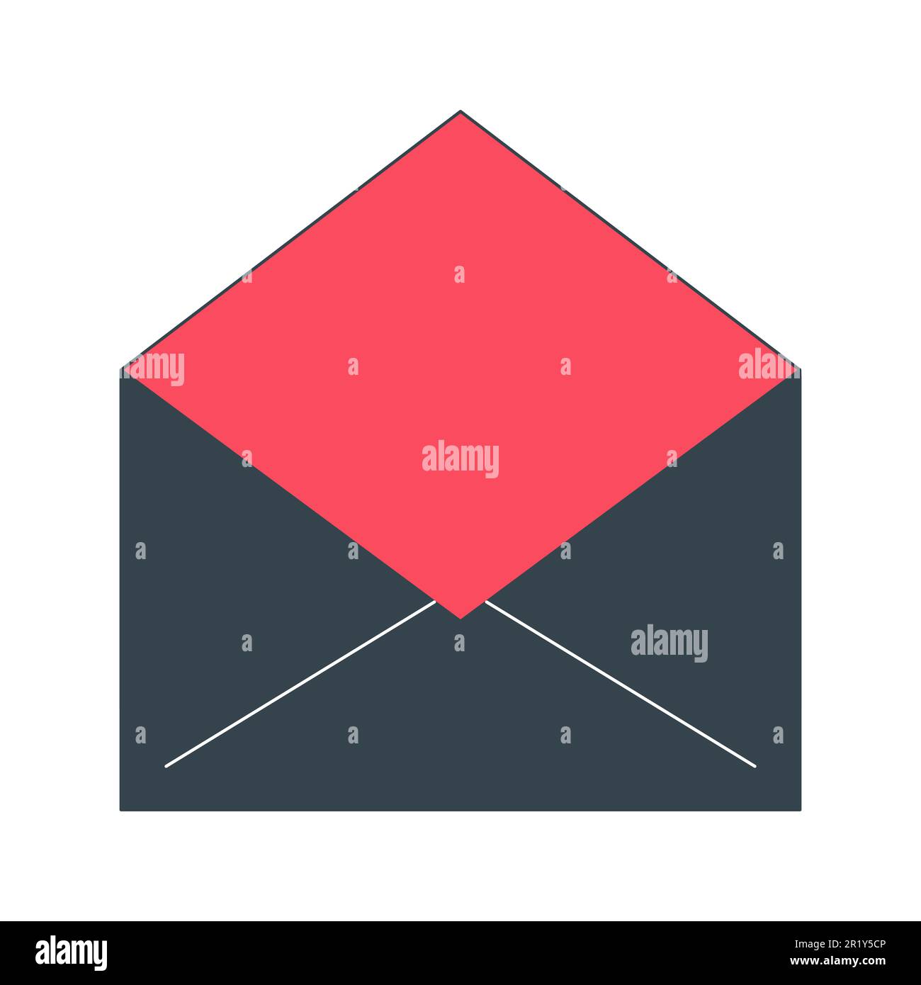 Black Open Envelope With Red Inside Flat Line Color Isolated Vector Object Stock Vector Image