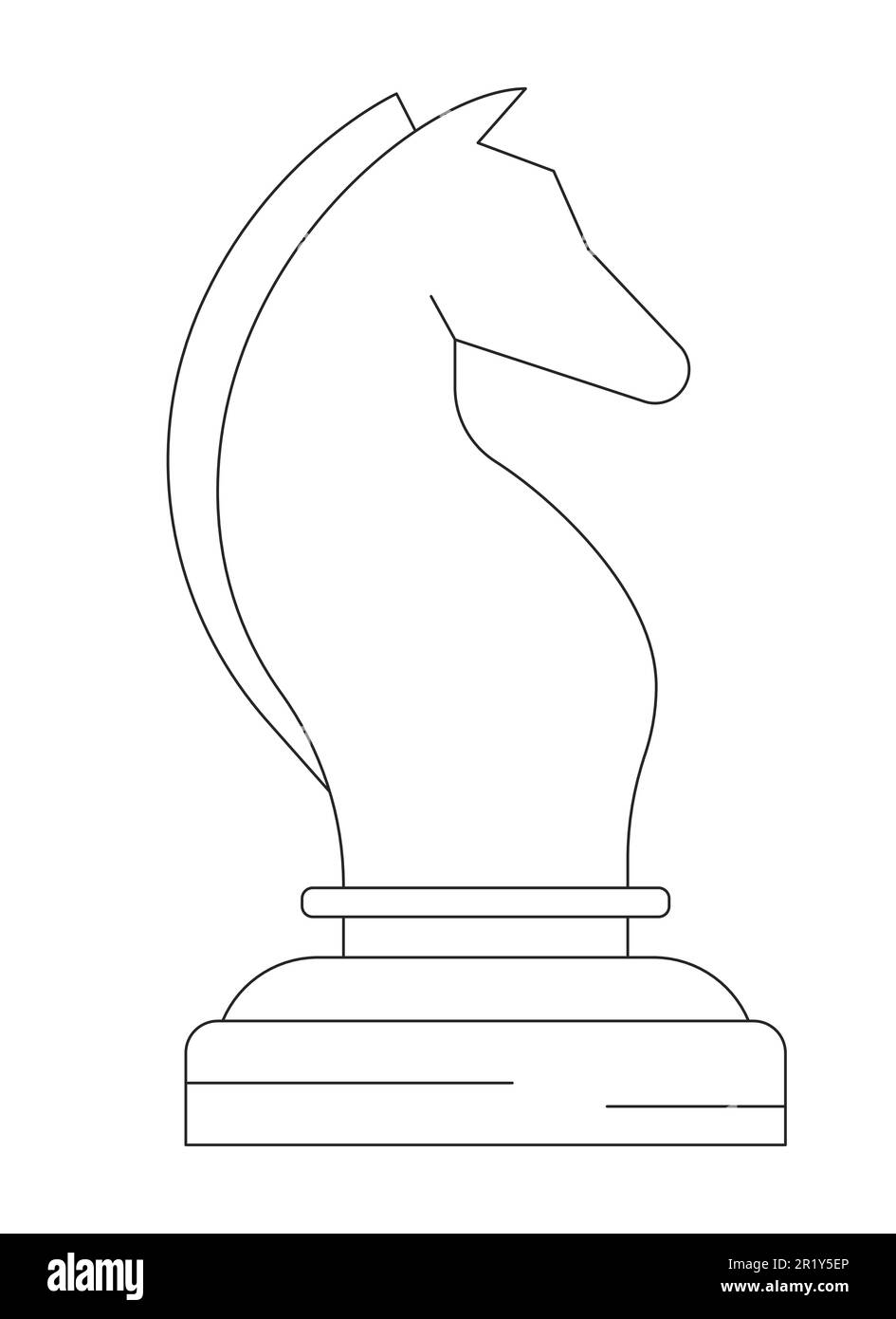 Knight single chess piece flat isolated outline vector object Stock ...