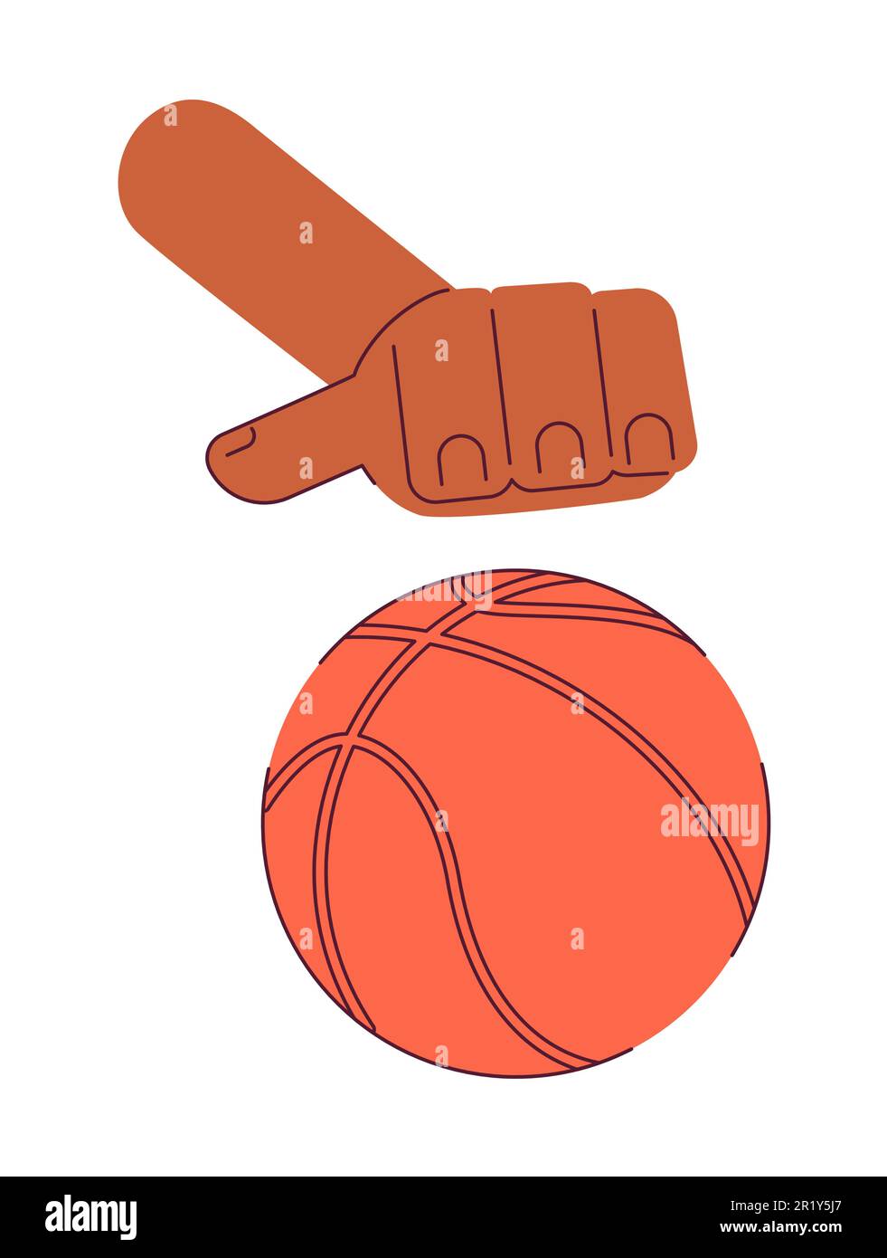 Hand dribbling in basketball semi flat colorful vector first view hand ...