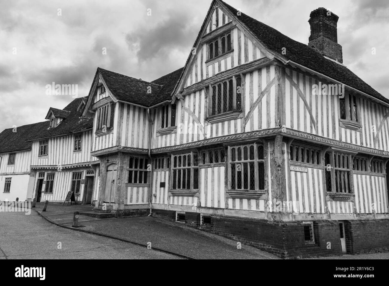 Lavenham Guildhall dating from the 16th century. in the ancient village ...