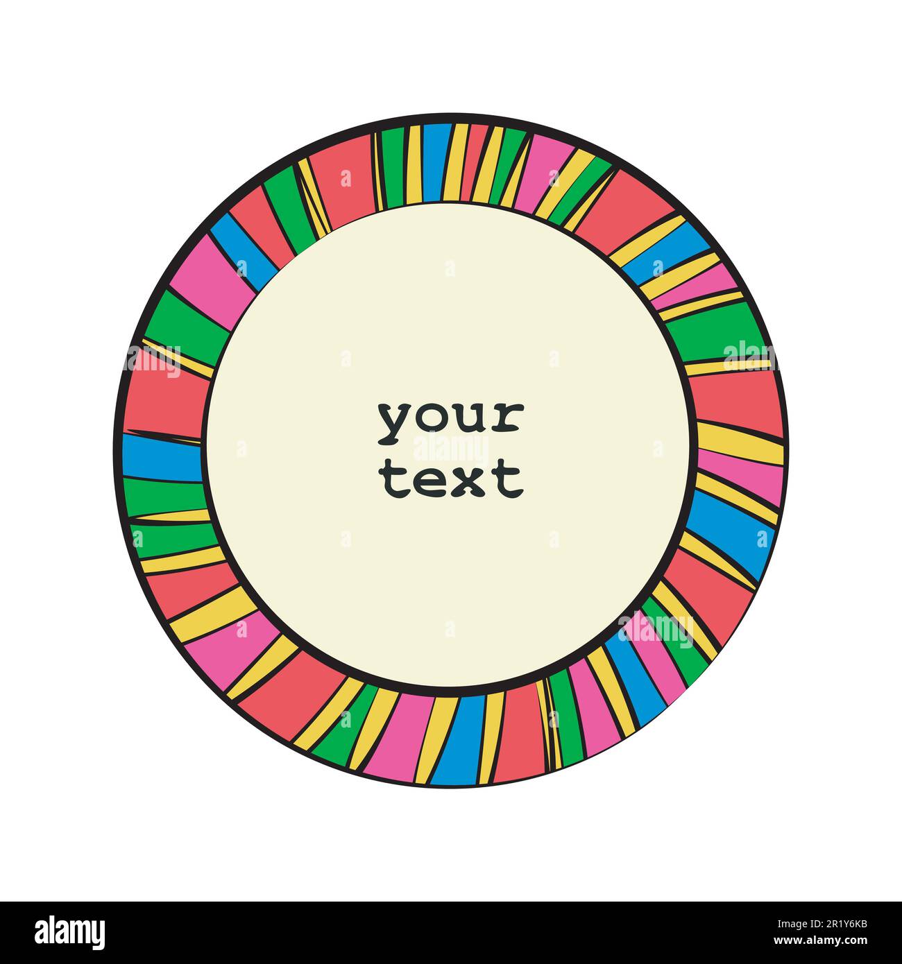 Hand drawn paint brush line strokes, doodle style border, colorful rainbow color palette. White ...