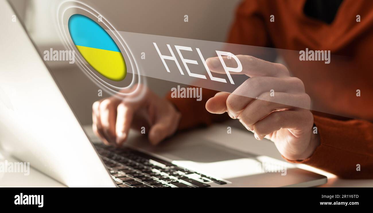 virtual screen with help to Ukraine Stock Photo - Alamy