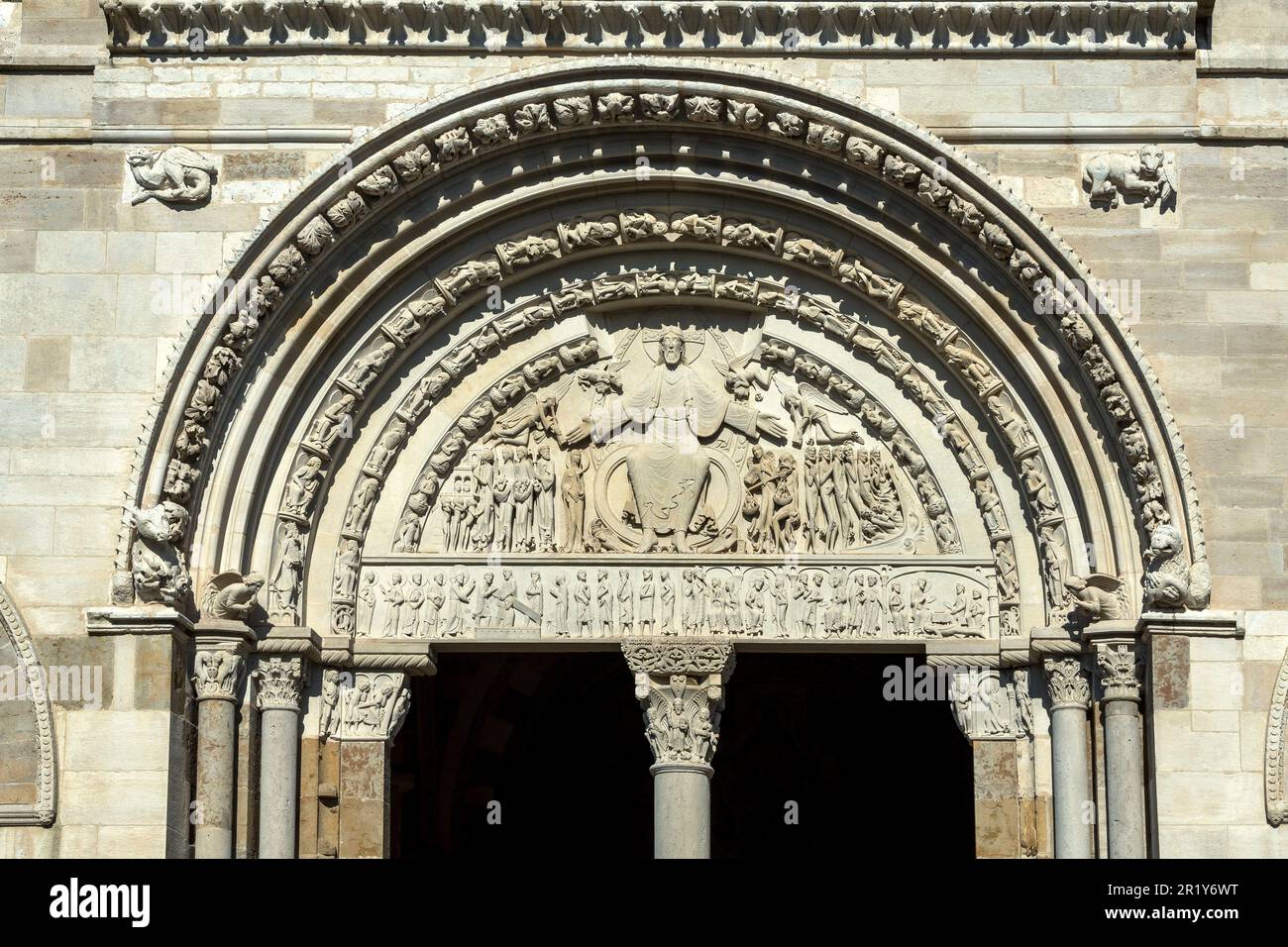 Vezelay . The tympanum of Basilica St Mary Magdalene porch . Unesco ...