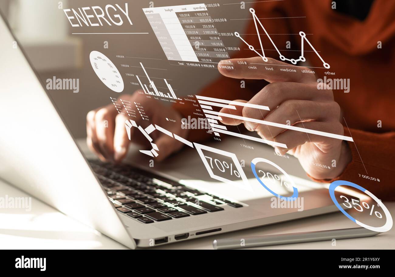 virtual screen with energy percentages hologram, virtual screen icons ...