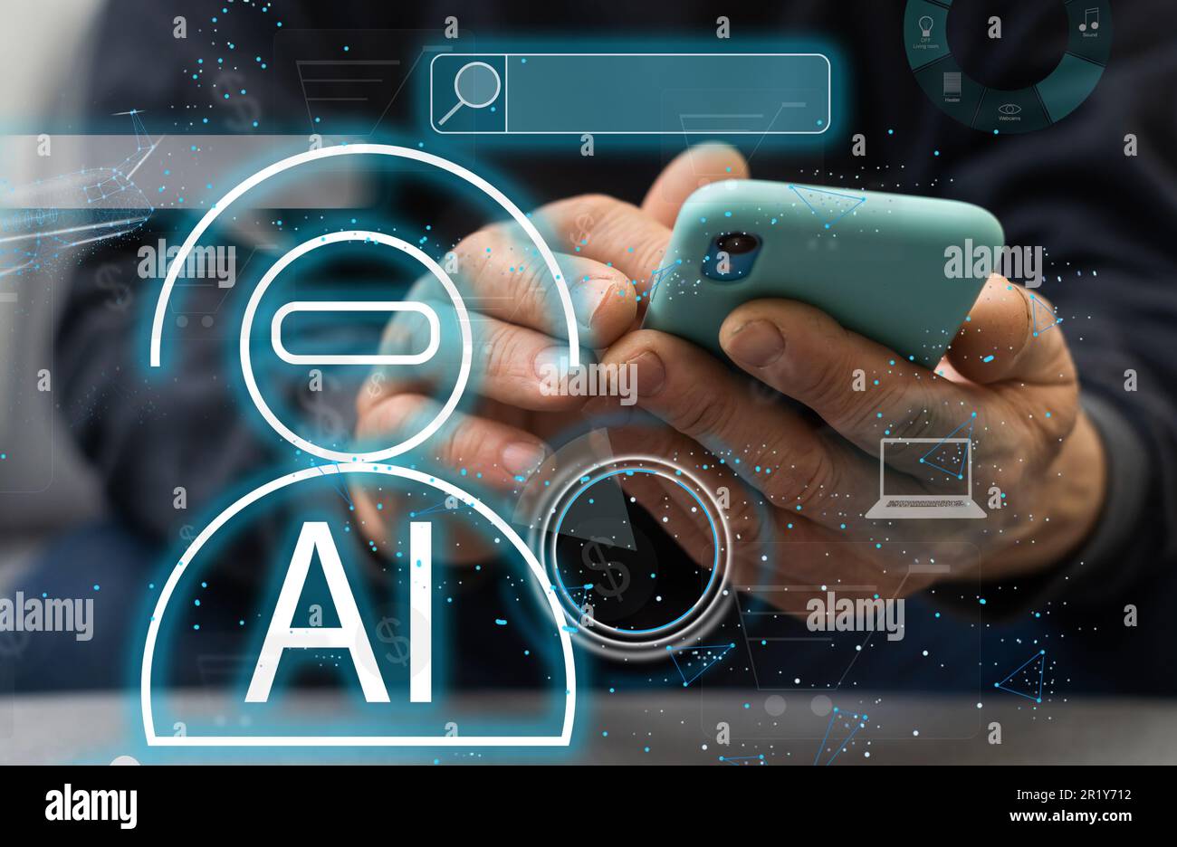 Man using Laptop or Smartphone With Chat with AI, Artificial ...