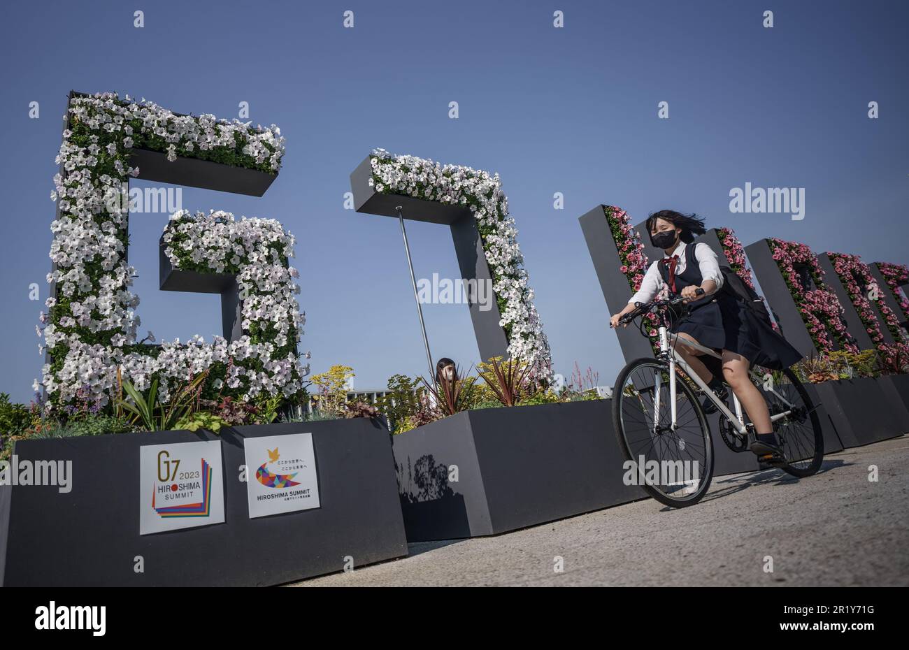 Hiroshima, Japan. 16th May, 2023. A G7 Hiroshima sign, decorated with ...
