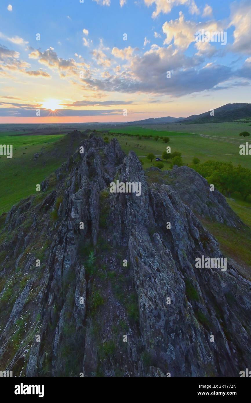 Spring in Macin Mountains, Romania at Sunset Stock Photo - Alamy