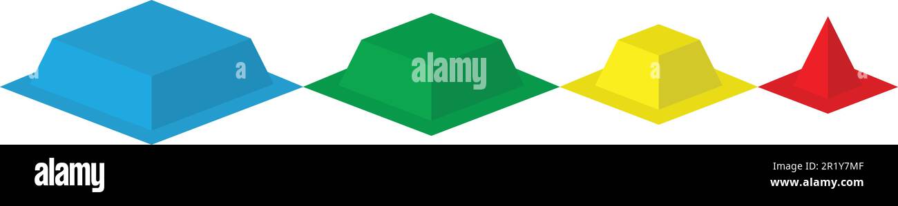 Four pieces of different colors from a pyramid in a row Stock Vector ...