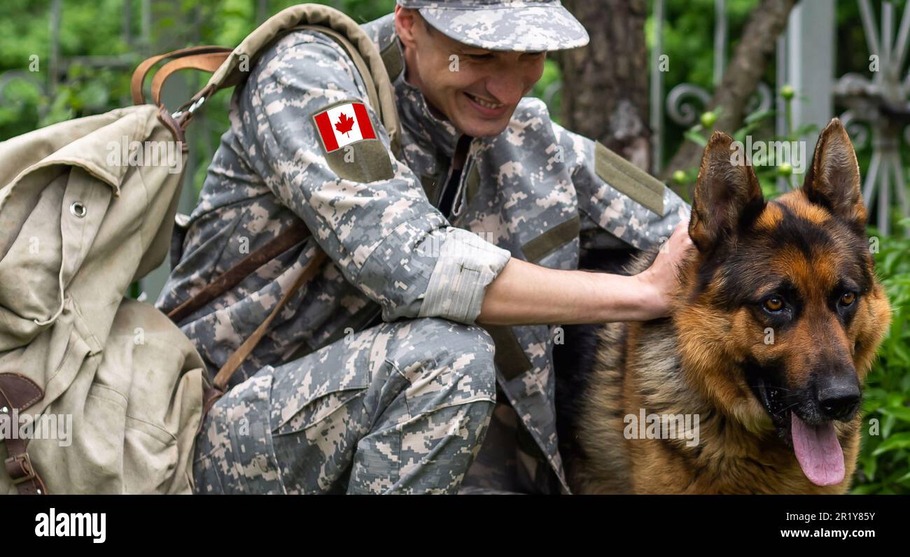 Flag of Canada on military uniform. Canadian soldiers. Army of Canada ...