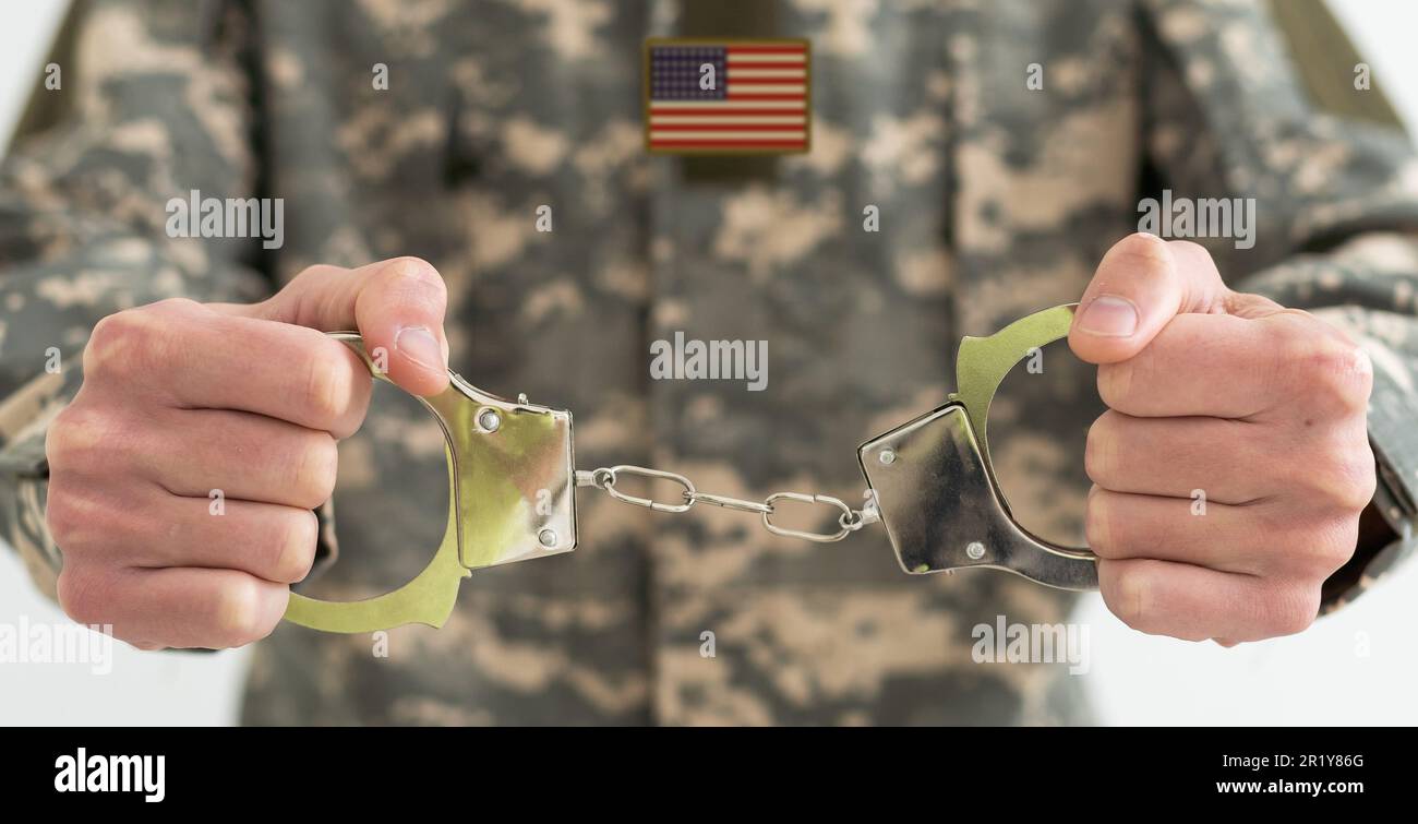 American military soldier in handcuffs Stock Photo - Alamy