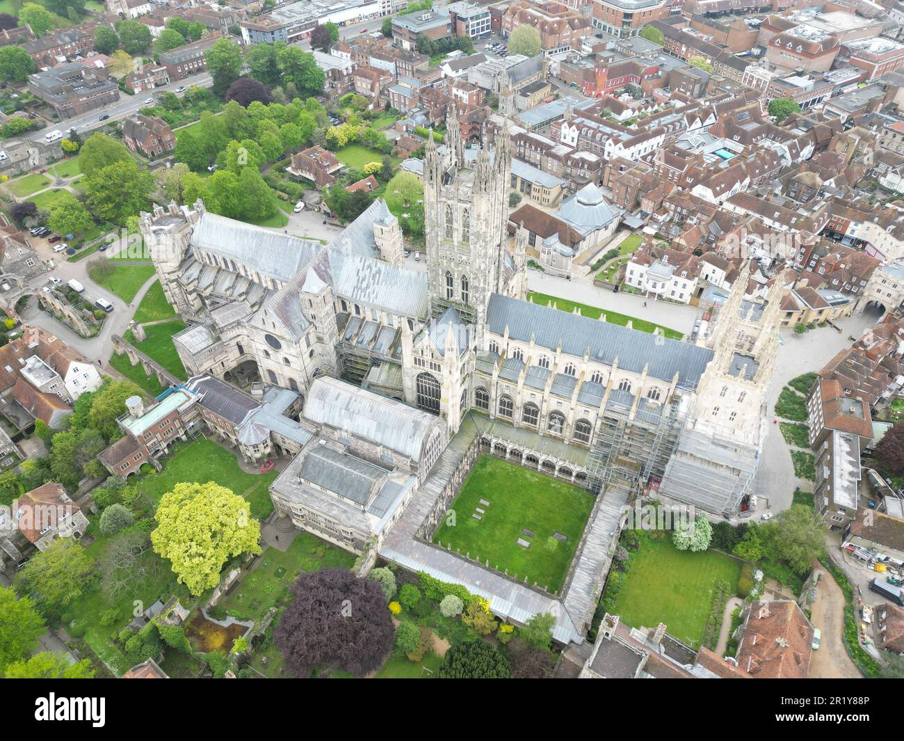 Aerial view of Canterbury Cathedral, a historic cathedral located in ...