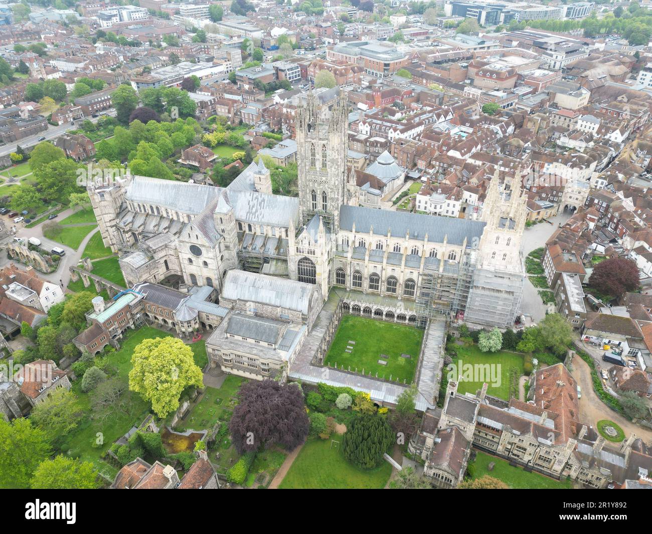 Aerial photograph of Canterbury Cathedral, located in Canterbury, Kent ...