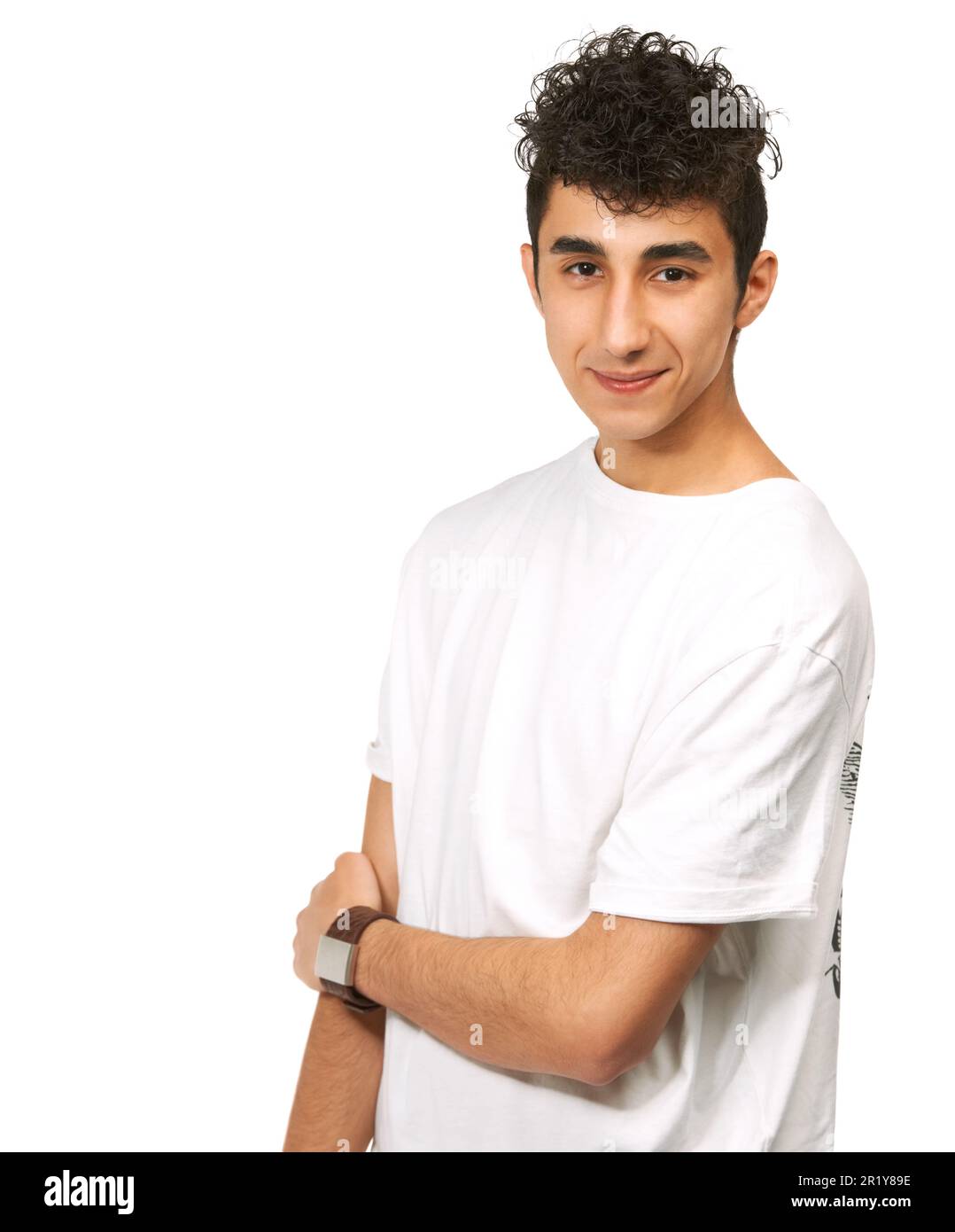 Fashion, smile and portrait of young man in studio with confidence ...