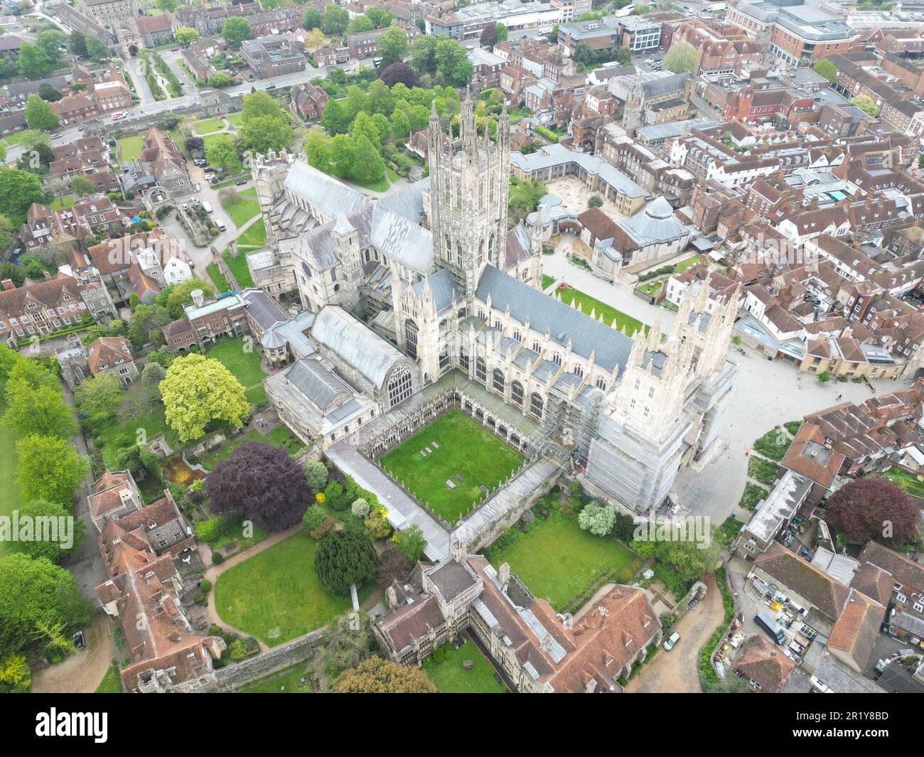 Aerial view of Canterbury Cathedral, a historic cathedral located in ...