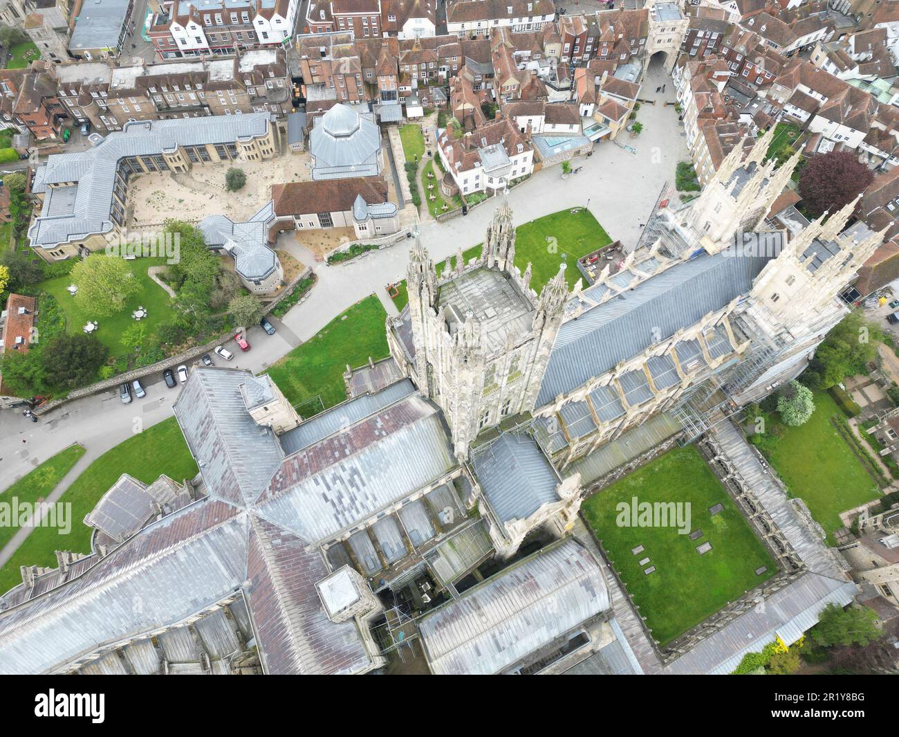 Aerial view of Canterbury Cathedral, a historic cathedral located in ...