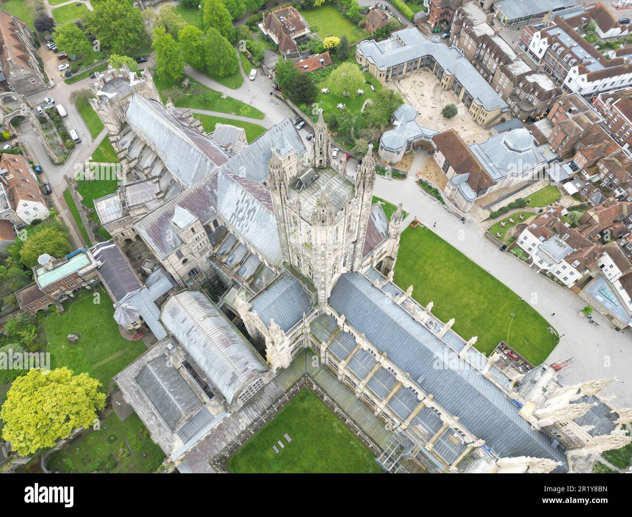 Aerial view of Canterbury Cathedral, a historic cathedral located in ...
