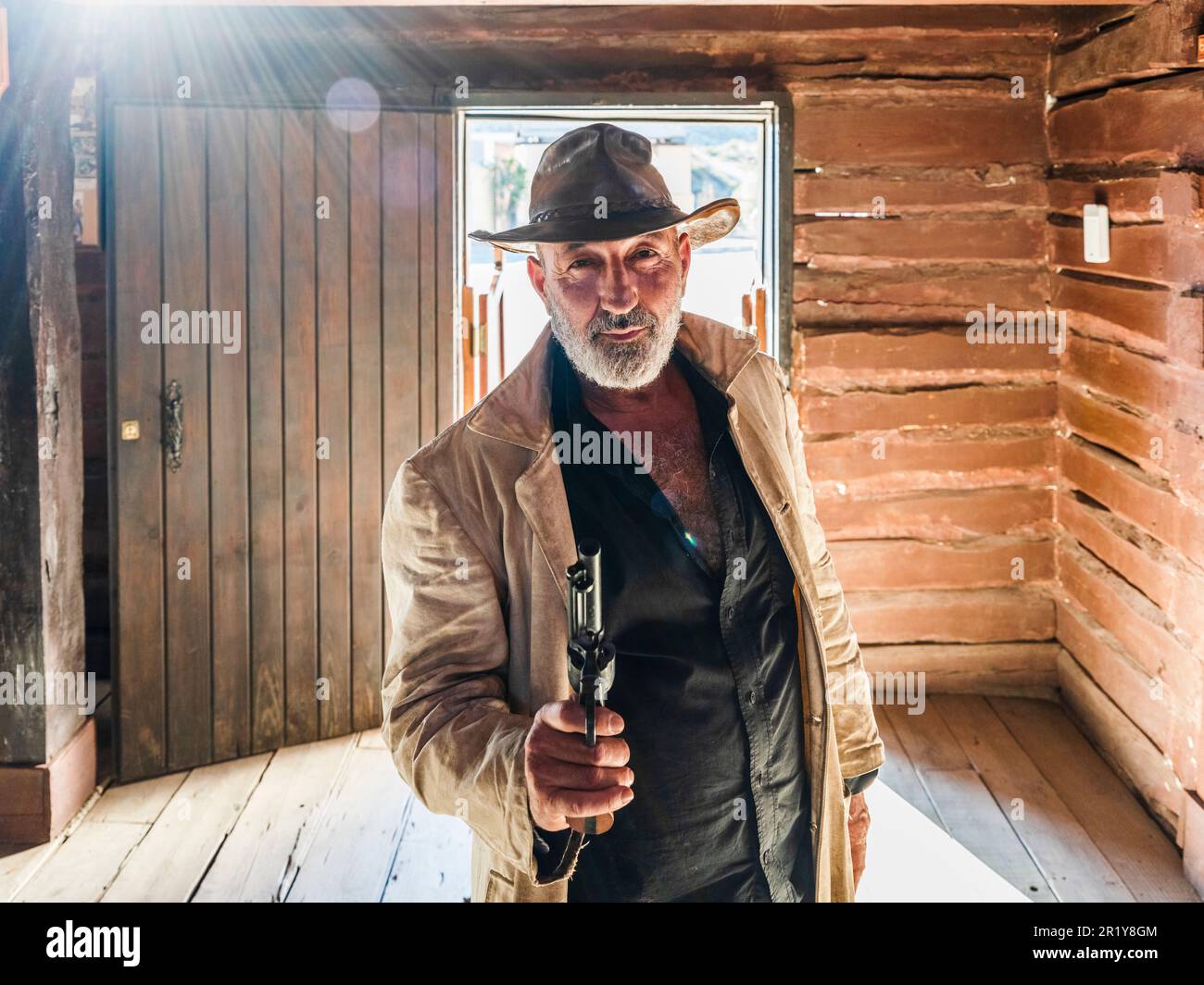 Almeria, Spain- December 28 2022:great view of cowboy scene in western ...