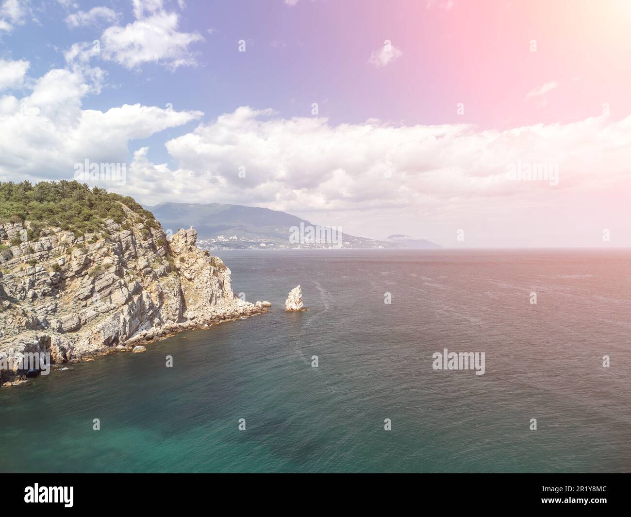 aerial photo of rock Parus Sail and Ayu-Dag Bear Mountain and near ...