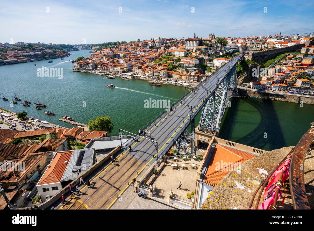 Amazing panoramic view of Oporto and Gaia with Douro river, aerial view ...