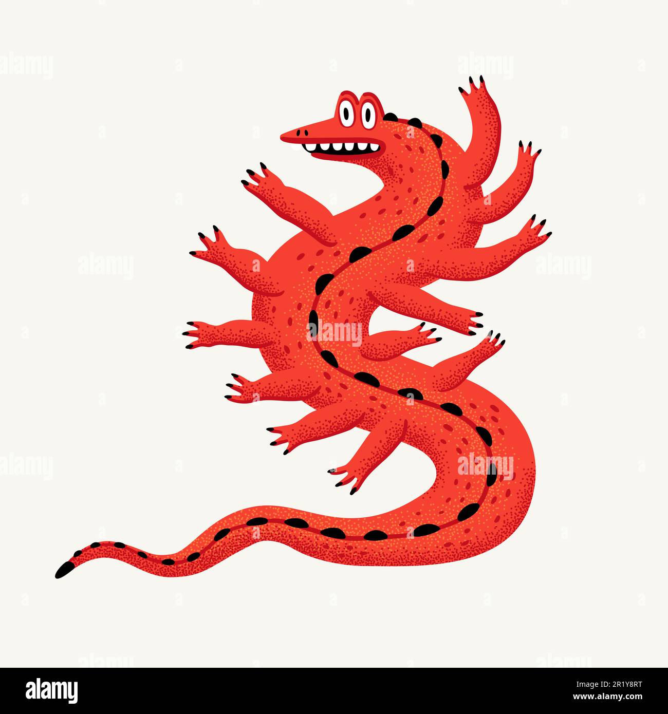 Cute cartoon vector monster. Monster character lizard amphibian with ...