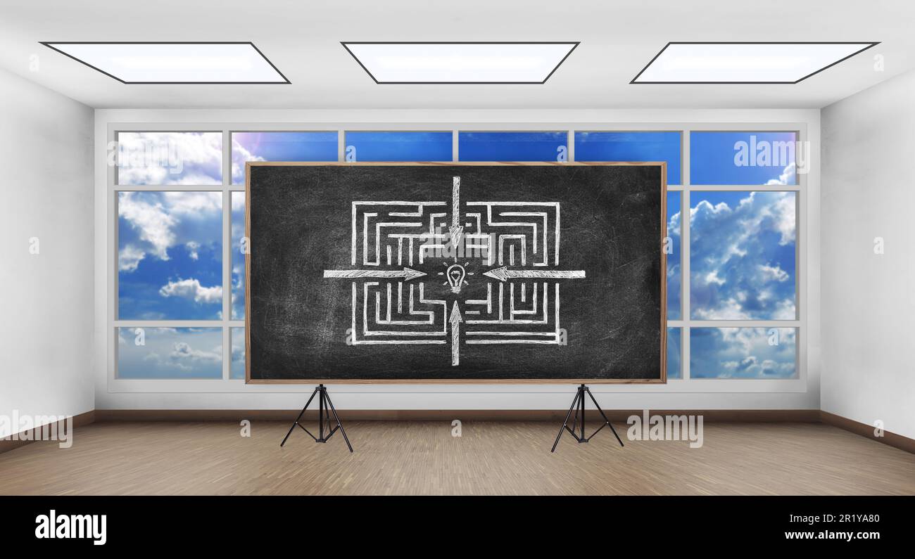 chalk board with drawing way to success concept in white room Stock ...