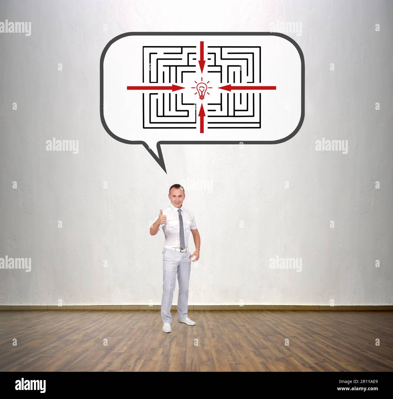 businessman thinking about success and showing thumb up Stock Photo - Alamy