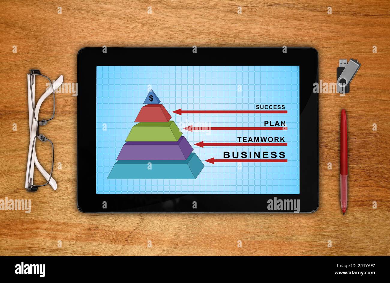 digital tablet with business pyramid chart on screen Stock Photo - Alamy