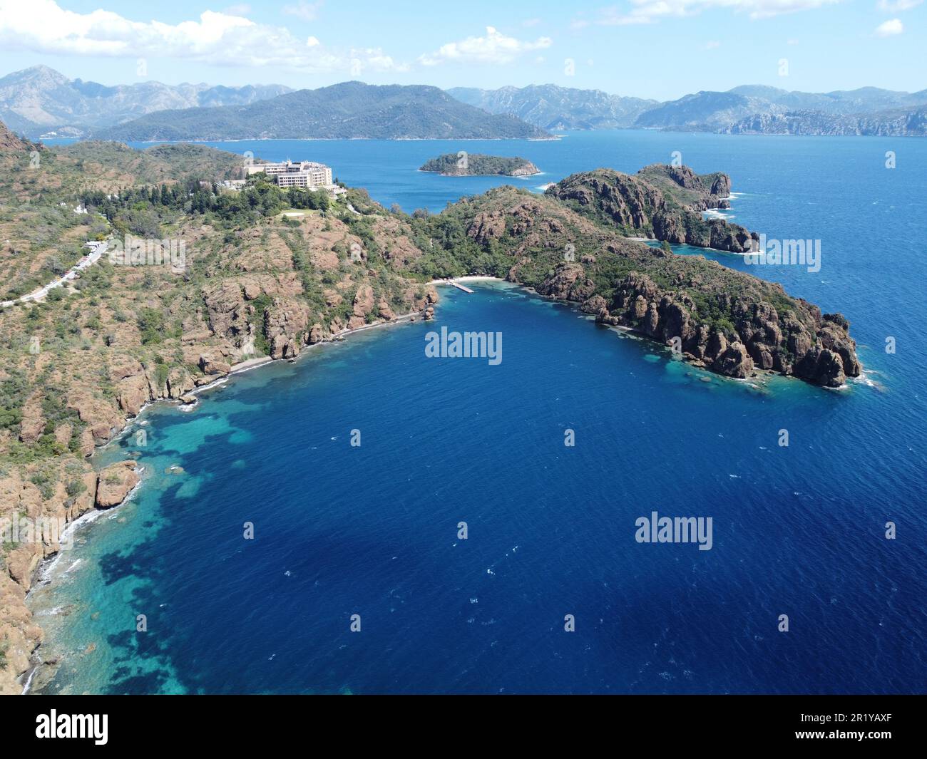 Aerial view of D-Maris Bay Hotel nearby Bencik Bay, Hisaronu, Marmaris ...