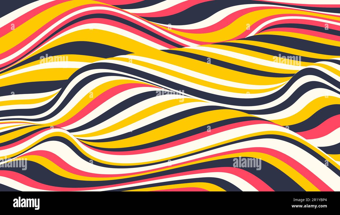 Wave of optical illusion. Abstract color illustration. Horizontal lines stripes pattern or ...