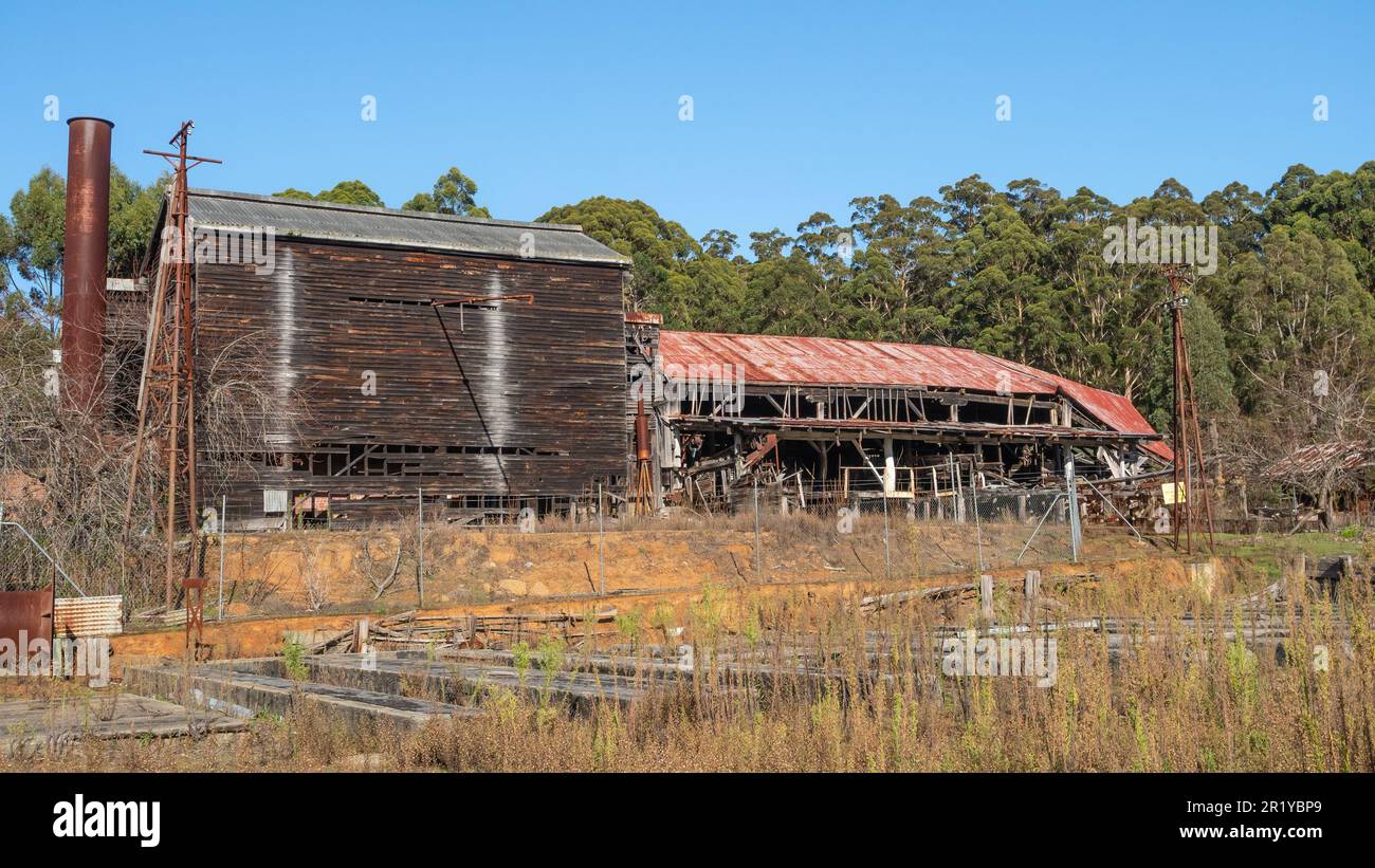 An old, abandoned steam sawmill at Donnelly River Village in Western ...