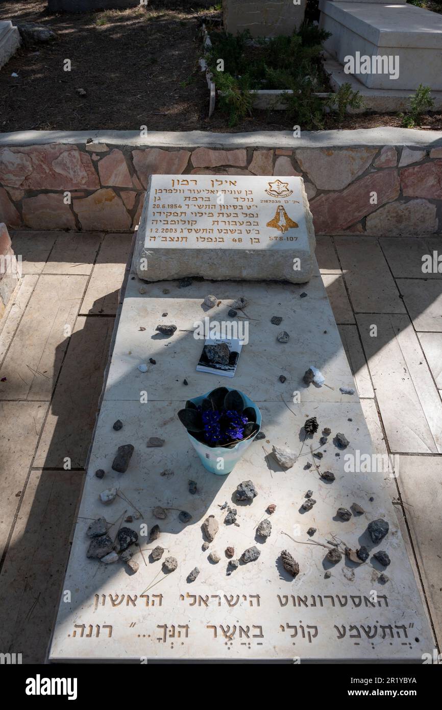 Graves of Ilan Ramon and his son Asaf Ramon. at Nahalal Cemetery, Ilan ...