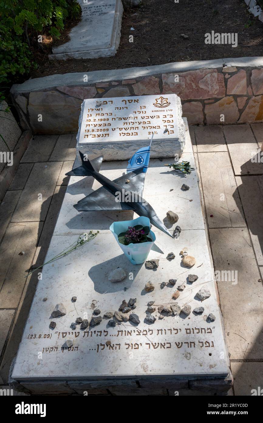 Graves of Ilan Ramon and his son Asaf Ramon. at Nahalal Cemetery, Ilan ...