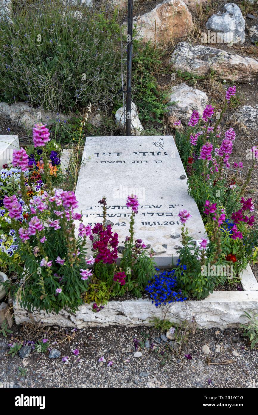 Grave of Ehud Udi Dayan at Nahalal Cemetery, Udi was the son of Moshe ...