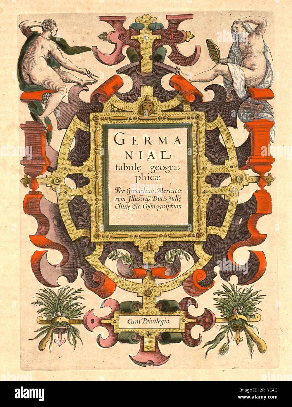 Atlas, map from 1623, Germany, intermediate title in atlas, digitally ...