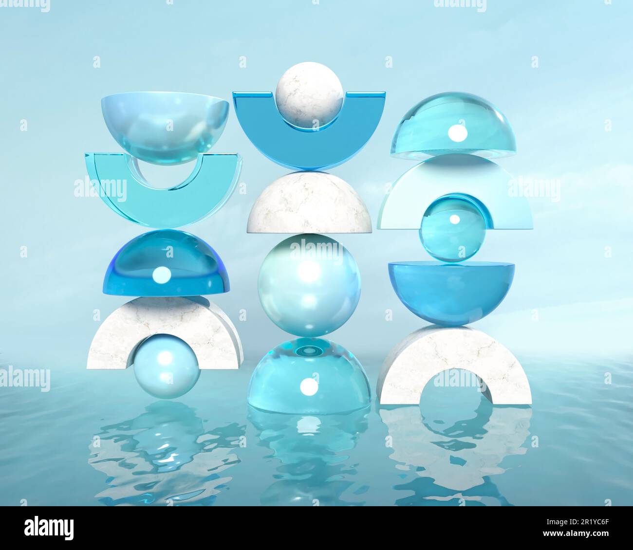 Balance and tranquility - colored geometric shapes 3d illustration ...