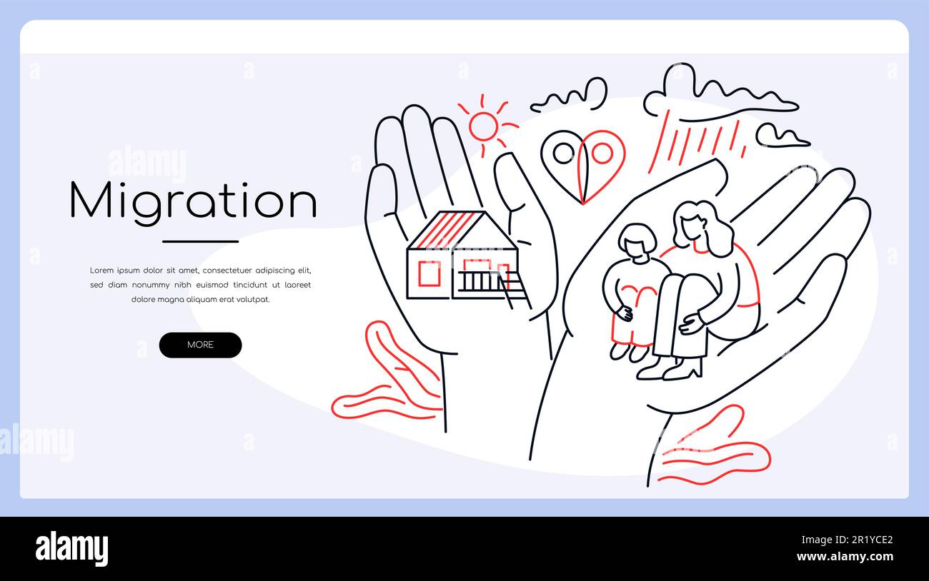 Migration - modern colorful line design style banner Stock Vector Image ...