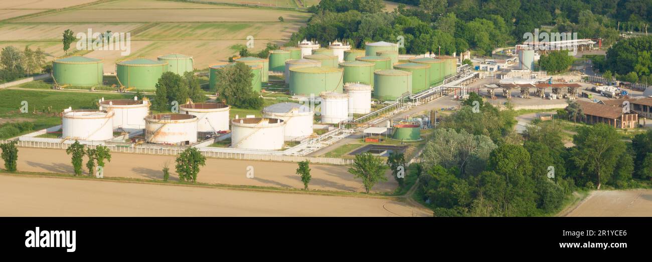 Oil refinery plant at sunny day.Ecosystem and healthy environment ...