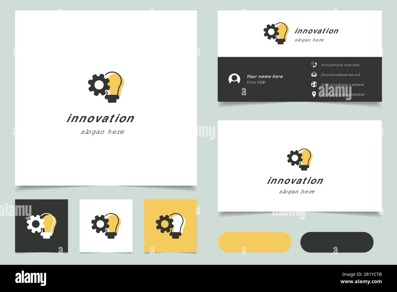 Innovation logo design with editable slogan. Branding book and business ...