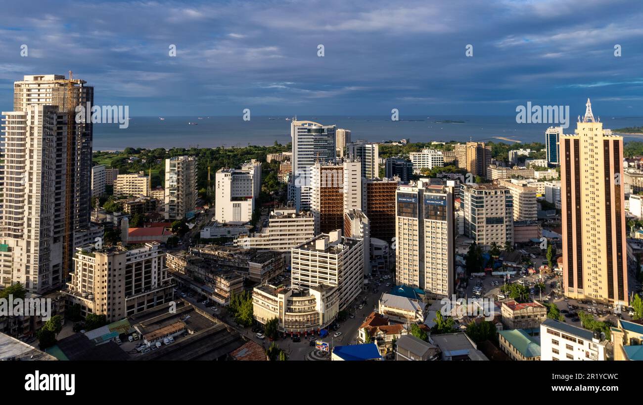 Aerial view of Dar es Salaam, Tanzania, showing a vibrant cityscape ...