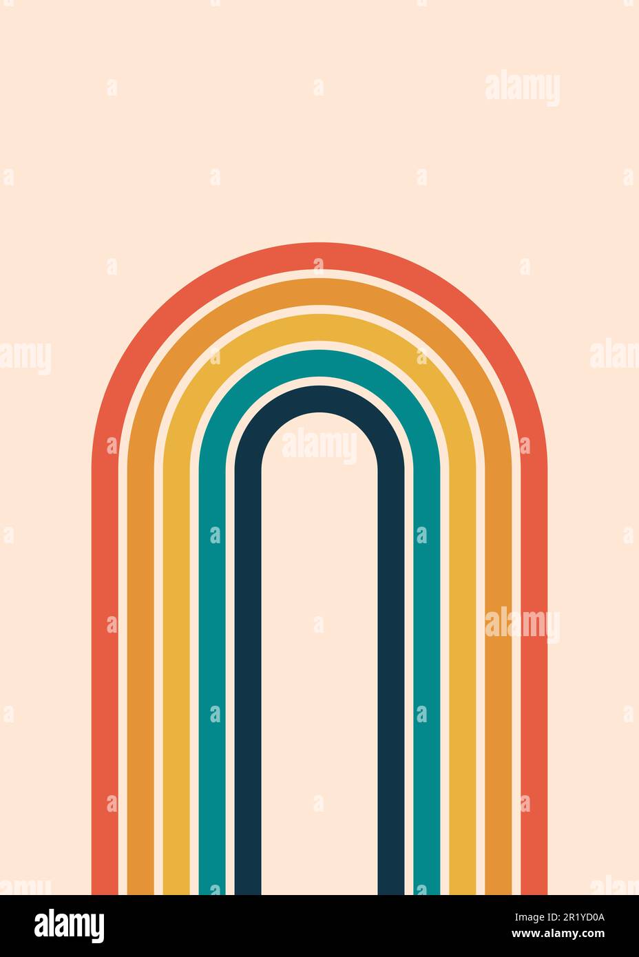 Retro stripes rainbow. Vintage 70s colorful lines background. Old ...