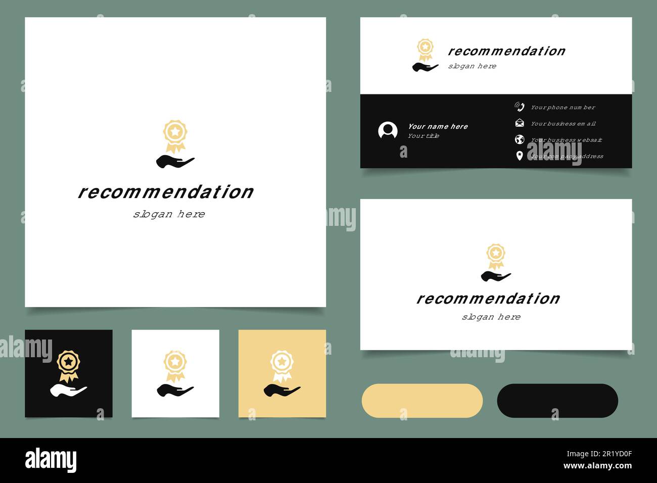 Recommendation logo design with editable slogan. Branding book and business card template Stock ...