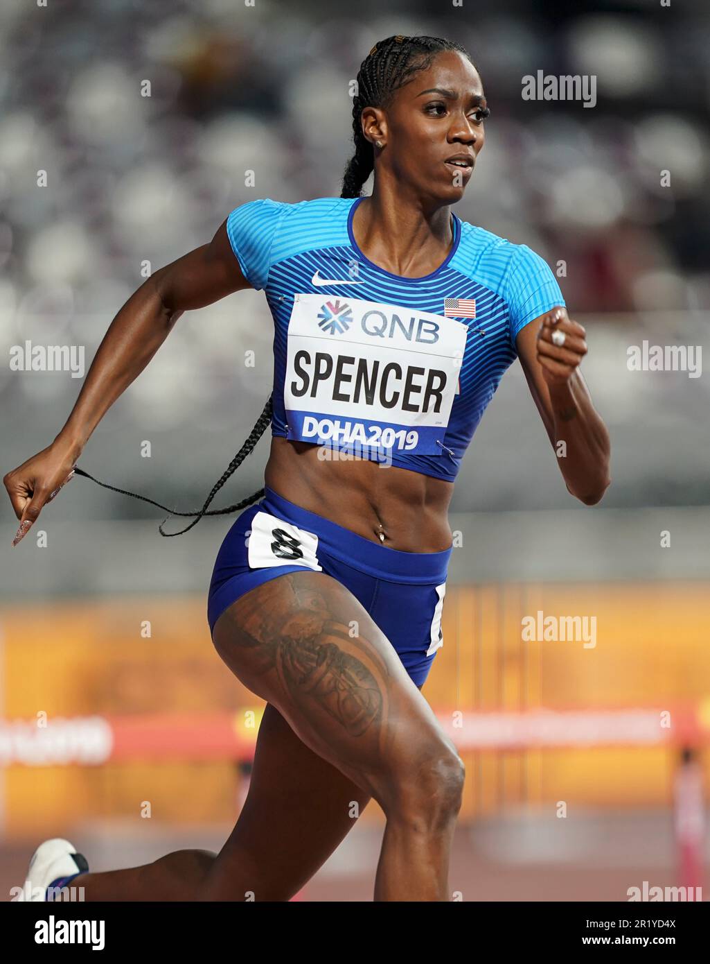 Ashley SPENCER running the 400m hurdles at the 2019 World Athletics ...