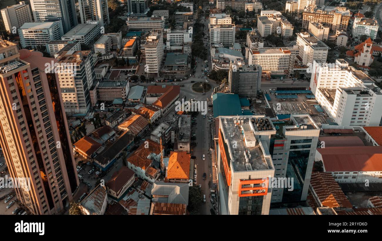 Aerial view of Dar es Salaam, Tanzania, showing a vibrant cityscape ...
