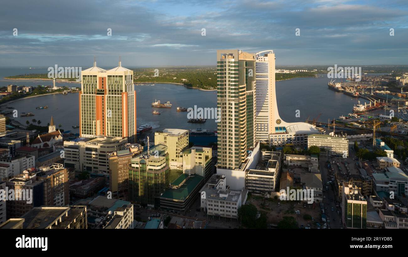 Aerial view of Dar es Salaam, Tanzania, showing a vibrant cityscape ...