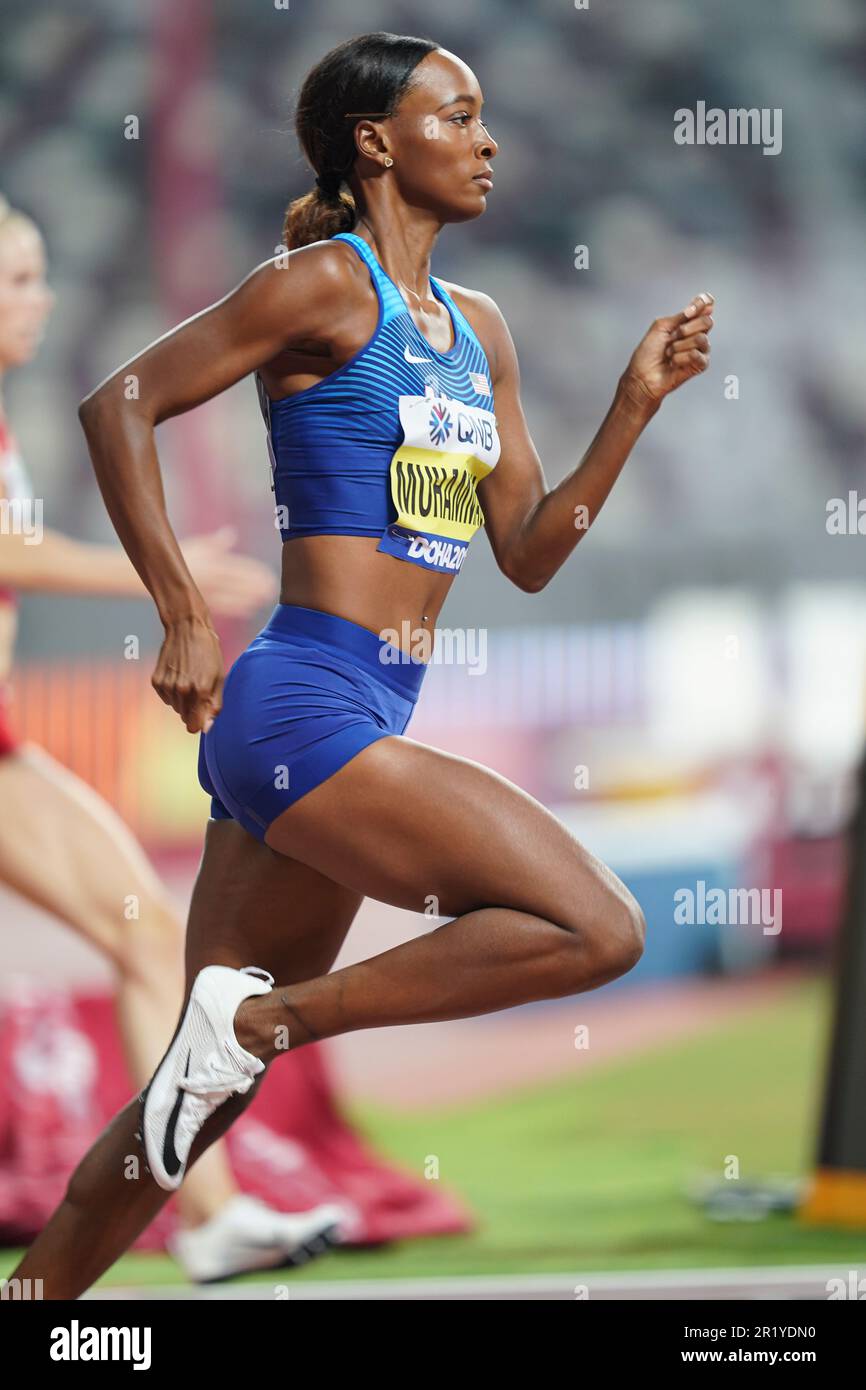 Dalilah MUHAMMAD running the 400m hurdles at the 2019 World Athletics ...