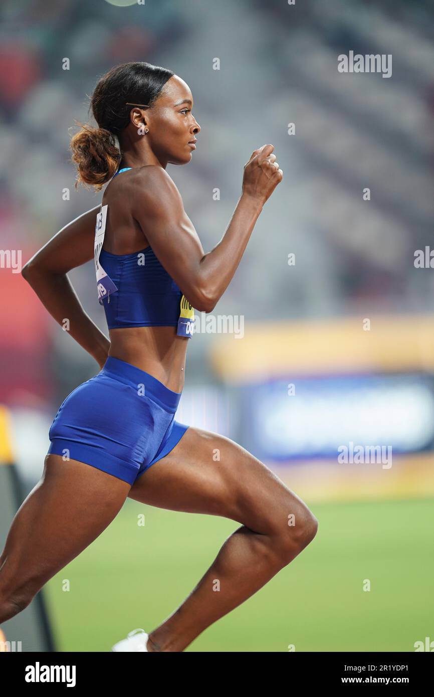 Dalilah MUHAMMAD running the 400m hurdles at the 2019 World Athletics ...