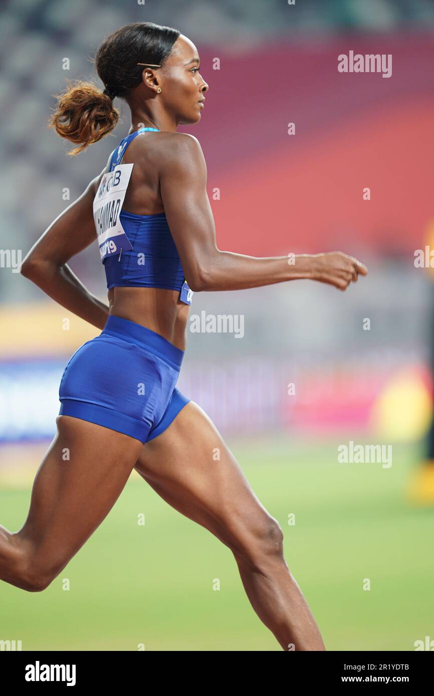 Dalilah MUHAMMAD running the 400m hurdles at the 2019 World Athletics ...