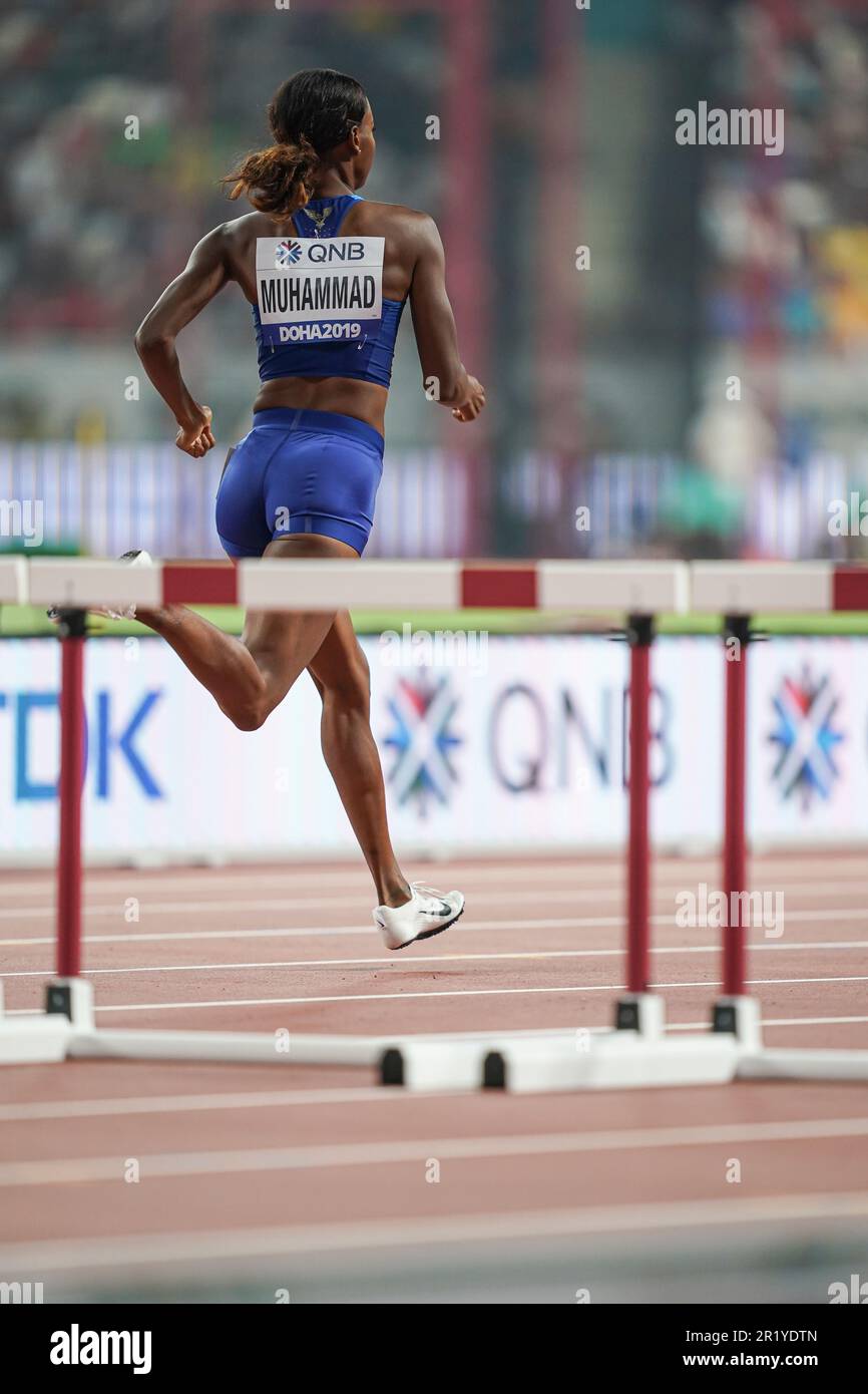 Dalilah MUHAMMAD running the 400m hurdles at the 2019 World Athletics ...